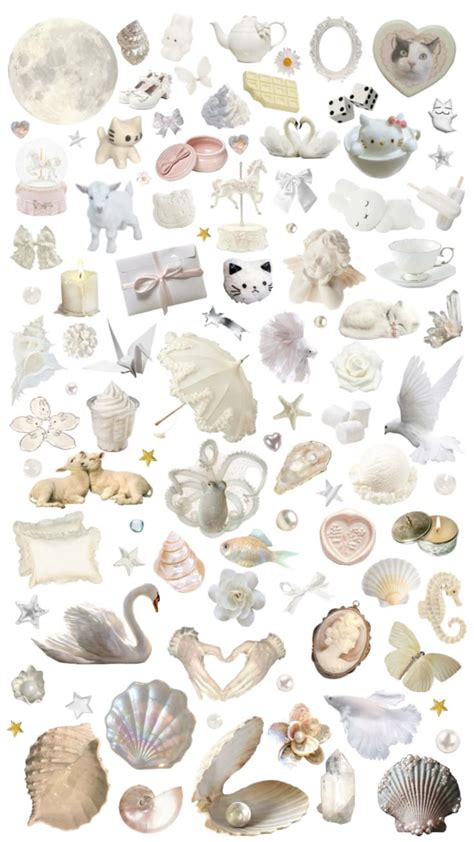 White Angelcore Soft Vanilla Printable Stickers Aesthetic