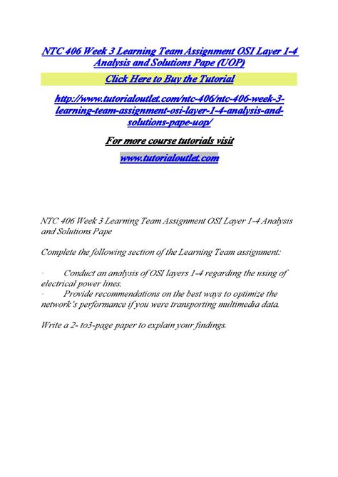 Ntc 406 Week 3 Learning Team Assignment Osi Layer 1 4 Analysis And Solutions Pape Uop By