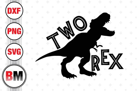 Two Birthday T Rex SVG PNG DXF Files By Bmdesign TheHungryJPEG