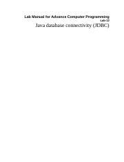 Lab Java Database Connectivity Jdbc Docx Lab Manual For Advance