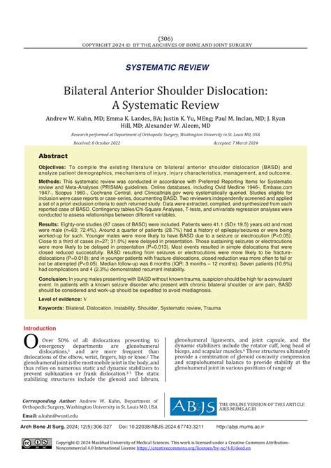 Pdf Bilateral Anterior Shoulder Dislocation A Systematic Review