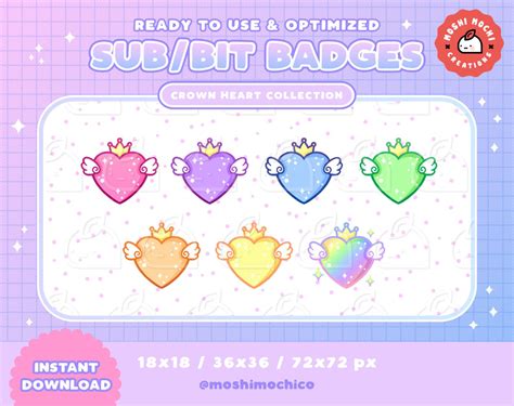 7x Twitch Sub Badges Bit Badges Emote Cute Glossy Etsy Artofit