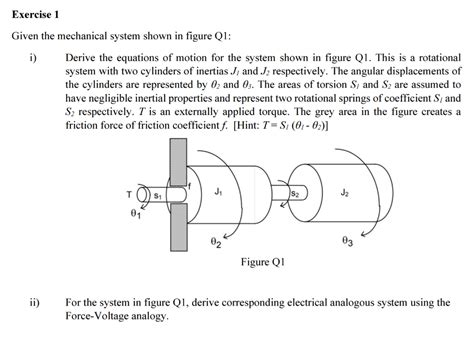 Solved Exercise 1 Given The Mechanical System Shown In Chegg