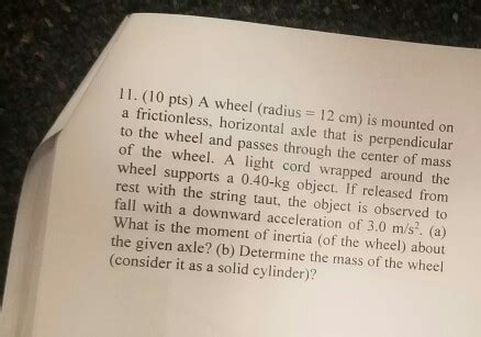 Solved A Wheel Radius 12 Cm Is Mounted On A Chegg