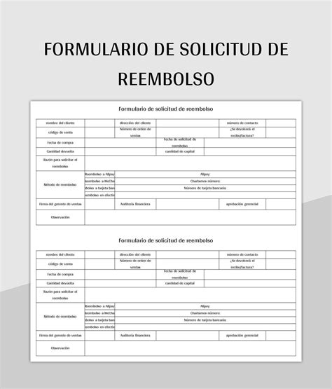 Plantilla De Excel Formulario De Solicitud De Reembolso Y Hoja De