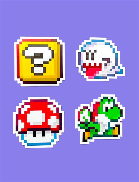 Mario Retro Pixel Sticker Set Fan Design