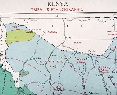 1958 Large Vintage Map Of Kenya Tribal And Ethnographic Map