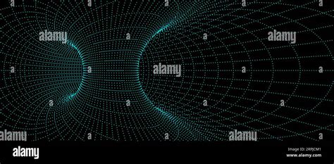 Wormhole Wireframe Structure Neon Geometric Dotted Outline Grid Tunnel