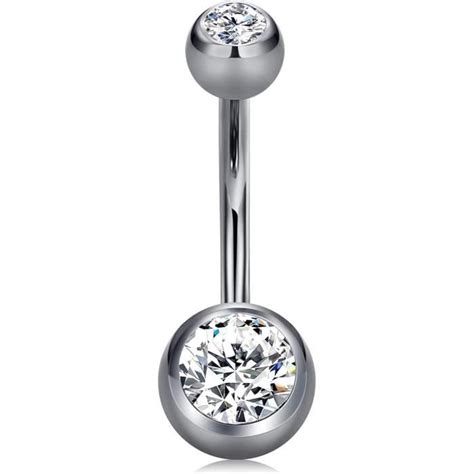 CIZME G23 E 12mm Piercing Nombril Avec Double Gemme 14G Barre De Ventre Piercing Bijoux335