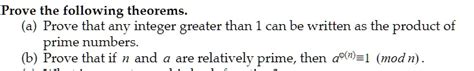 Solved Prove The Following Theorems Prove That Any Integer Greater