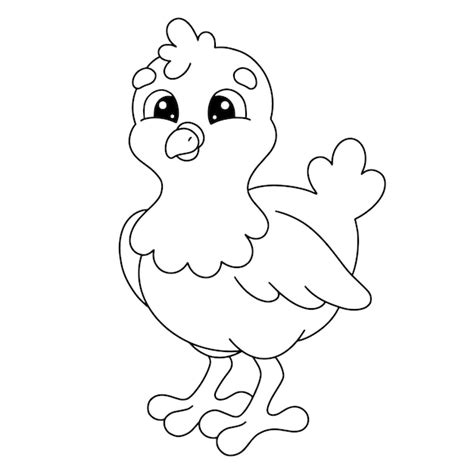 아이들을 위한 색칠 페이지 디지털 스탬프 만화 스타일 문자 흰색 배경에 격리됨 프리미엄 벡터