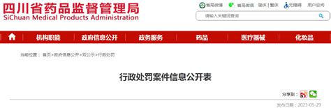 四川省药品监督管理局行政处罚案件信息公开表（川药监决〔2023〕1004号）（四川蜀善药业有限公司） 监管 Cio在线