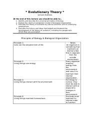 Module Lecture Outline Docx Evolutionary Theory Lecture Outlines At The End Of This