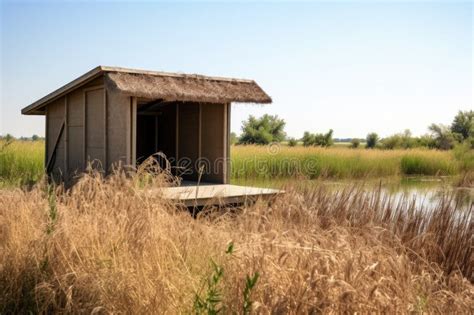 An Empty Bird Watching Hide In A Nature Protected Zone Stock