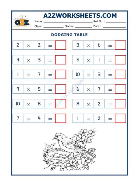 A2zworksheets Worksheet Of Dodging Table 11 Multiplication Maths