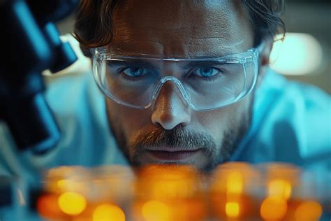 Scientist Using Microscope In Lab For Medical Breakthroughs Biological Experiments And Forensic