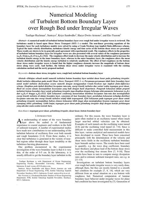 pdf numerical modeling of turbulent bottom boundary layer over rough