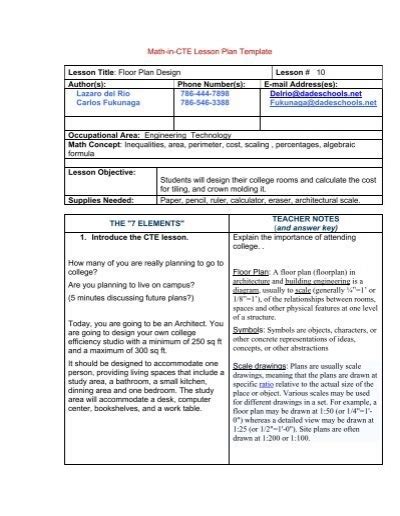 Math In Cte Lesson Plan Template