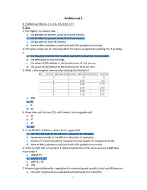 Problem Set Problem Set A Textbook Problems B Quiz In A