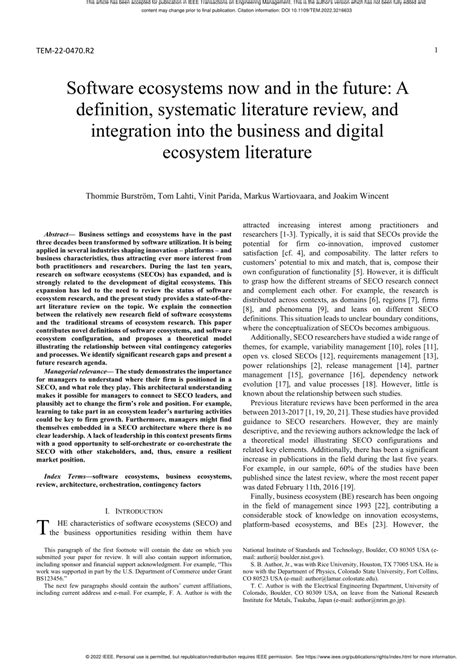 Pdf Software Ecosystems Now And In The Future A Definition
