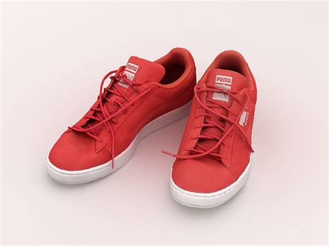 Puma Suede Trainers Red 3d Model Cgtrader