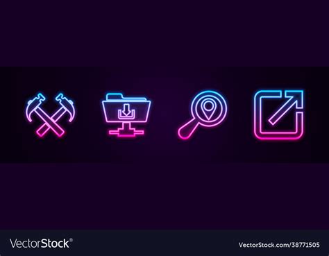 Set Line Two Crossed Hammers Ftp Folder Download Vector Image