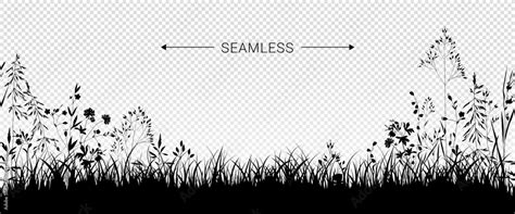 Vetor De Field Grass Silhouette Black And White Full Vector Greenery