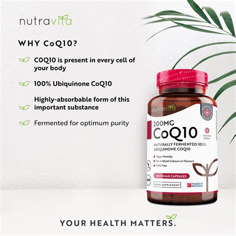 Co Enzyme Q10 Coq10 200mg 120 Vegan Capsules — Nutravita United Kingdom