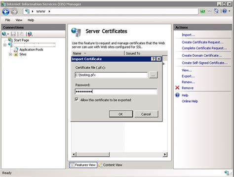 Backup Export Or Import An Ssl Certificate Iis And Exchange
