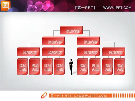 红色3d立体ppt组织结构图 组织结构 Ppt图表 Ppt模板 亿库在线
