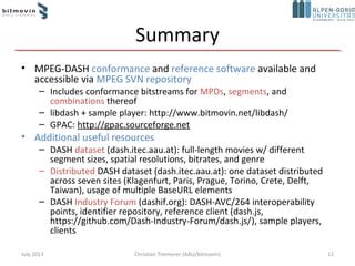 MPEG DASH Conformance And Reference Software PPT