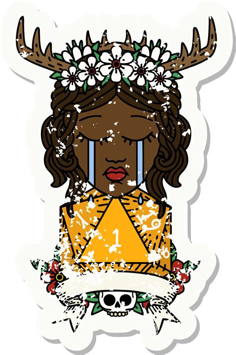 Retro Tattoo Style Crying Human Druid With Natural One Roll 45122503 Png