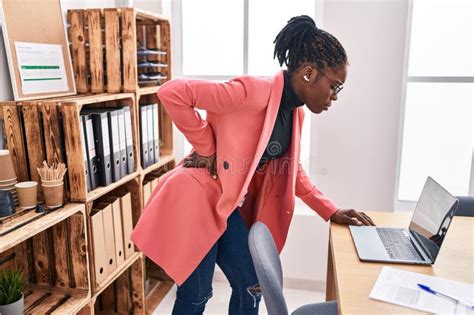 African American Woman Business Worker Suffering For Backache At Office