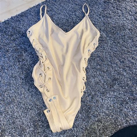 Nude Forever 21 Body Suit With Lace Up Sides Never Depop