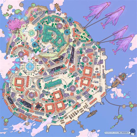 Flying City Map With Skywhales