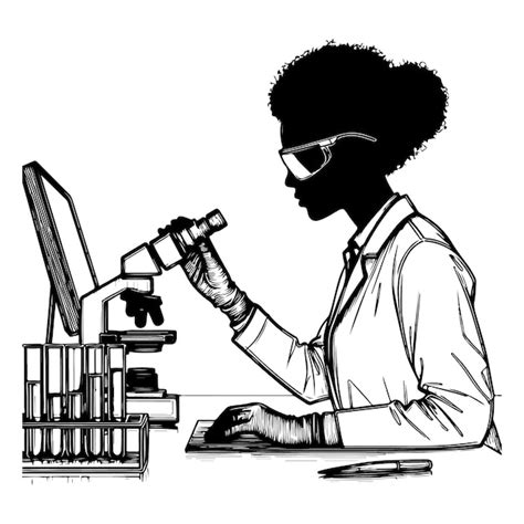 Vector Silhouette Of An Engineer Conducting Research And Development In An Advanced Technology