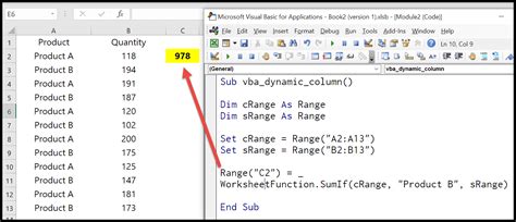 excel vba sum column dynamic range all cells above selected cells