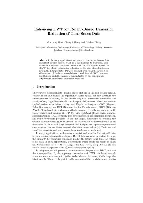 Pdf Enhancing Dwt For Recent Biased Dimension Reduction Of Time