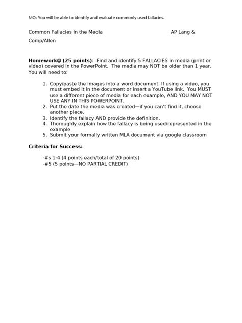Fallacies Hw Pdf