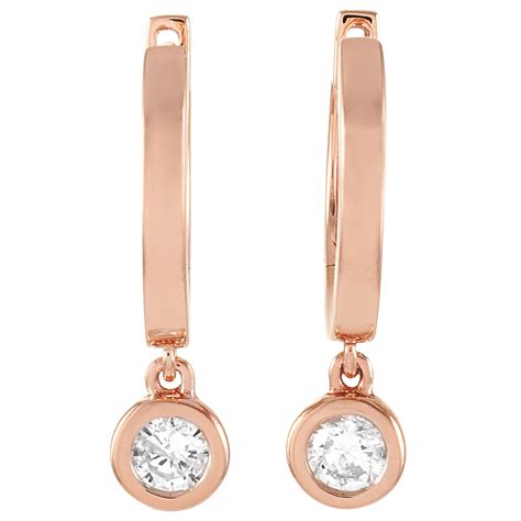 Lb Exclusive 14 Karat Rose Gold 025 Carat Diamond Earrings For Sale At
