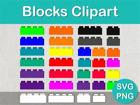 Building Blocks Clipart Svg And Png Bricks Clip Art Vector Clip Art Etsy