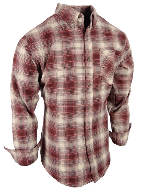 Plaid Flannel Shirt Soft Button Down Collar Mens Chest Pocket Great