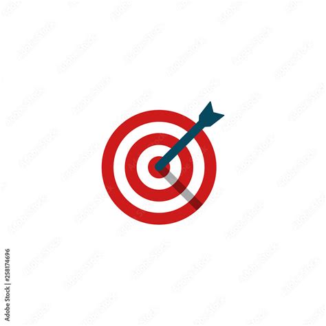 Target Dart Red Circle Board With Arrow In Center Flat Vector Icon Dartboard In Red With Blue