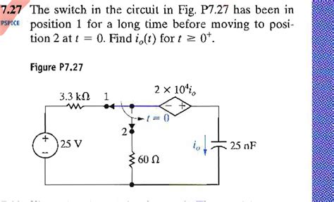 solved 7 27 ﻿the switch in the circuit in fig p7 27 ﻿has
