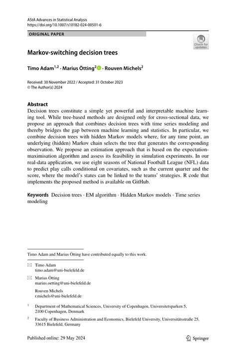 Pdf Markov Switching Decision Trees