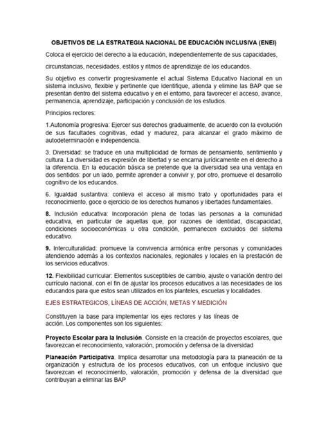 Estrategia Nacional De Educación Inclusiva Pdf Inclusión Educación