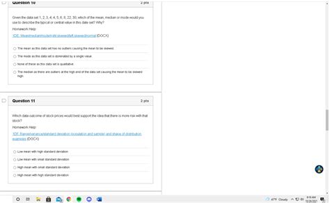 solved question 10 2 pts given the data set