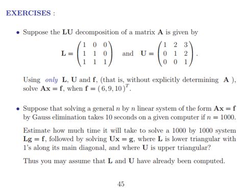 Solved Exercises Suppose The Lu Decomposition Of A Matrix