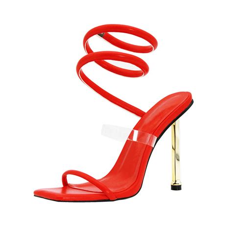 Sexy Peep Toe Square Toe Ankle S Shaped Gold Heel Women Sandals China