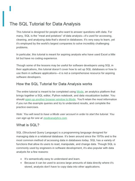 the sql tutorial for data analysis pdf databases sql
